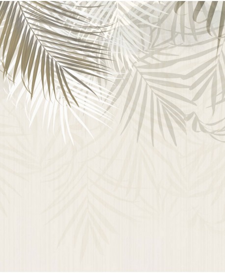 Fototapeta z liśmi palmy w beżowej tonacji. Elegancka dekoracja wnętrza ...